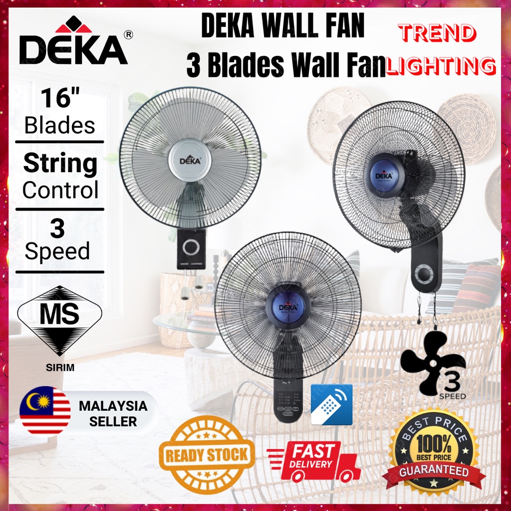 DEKA Wall Fan Pull String WF26 / WF58 / Remote Control WF68 Wall Fan 16 ...