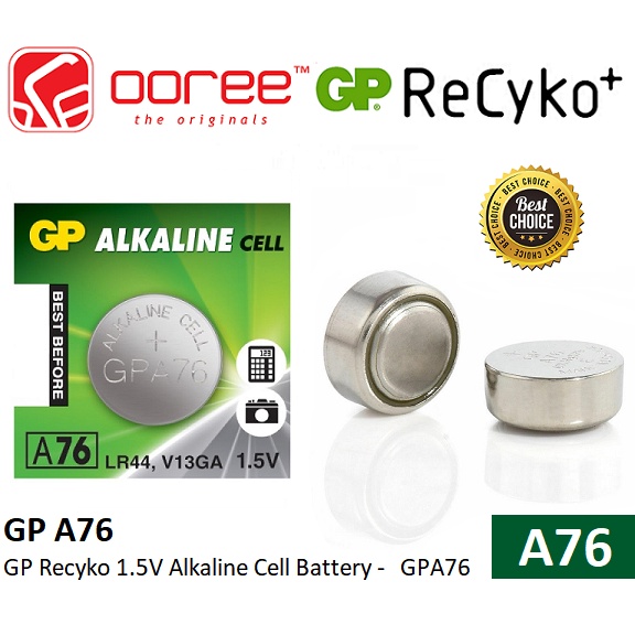 GP RECYKO ALKALINE A76 LR44 1.5V BUTTON CELL BATTERIES BATTERY GPA76 Shopee Malaysia