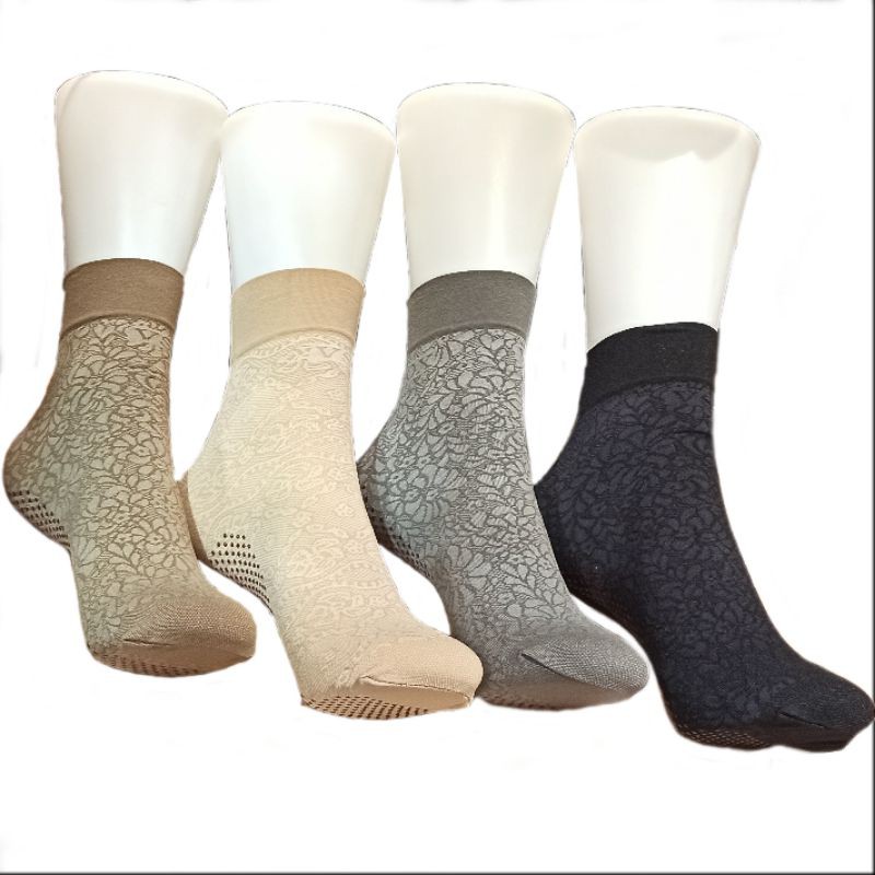 Stokin Corak/Plain Anti-Slip/Biasa Muslimah, Women Socks, Sarung Kaki ...