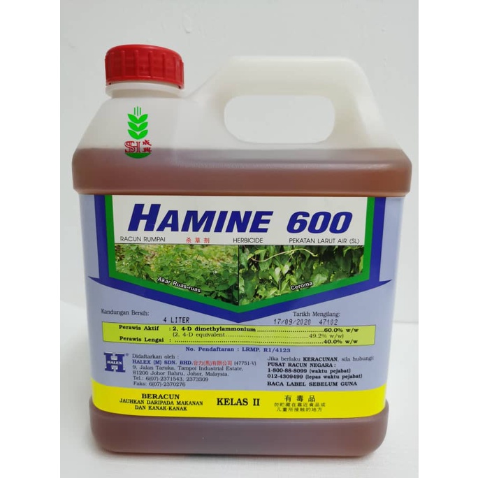 HALEX HAMINE 600 4Litter (Bahan Lebih Daripada CH AMINE 48) RACUN ...