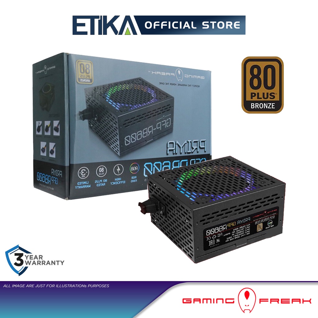 Gaming Freak Prima RB600 | Non Modular Flat Cable 600W RGB Power Supply ...
