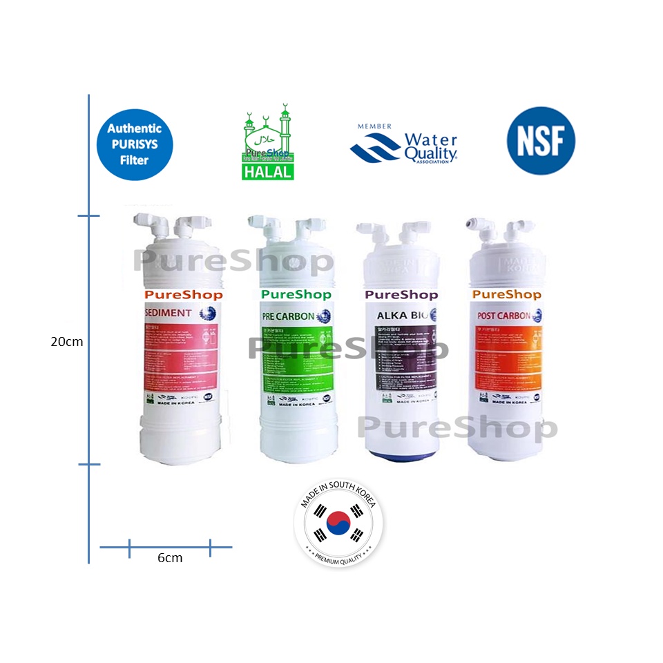 PURISYS Korea Water Filter HALAL NSF Alka Bio Alkaline Filter Cartridge ...