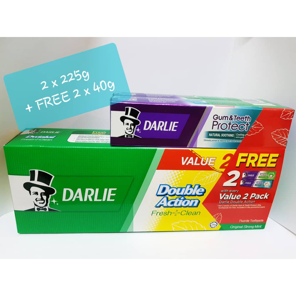 Darlie Double Action Toothpaste (2 x 225g) + (Free 2 x 40g Darlie ...