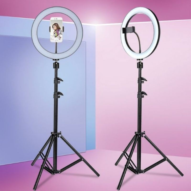 LED Ring Light Dim Video Live Studio Lighting Lampu Bulat youtuber ...
