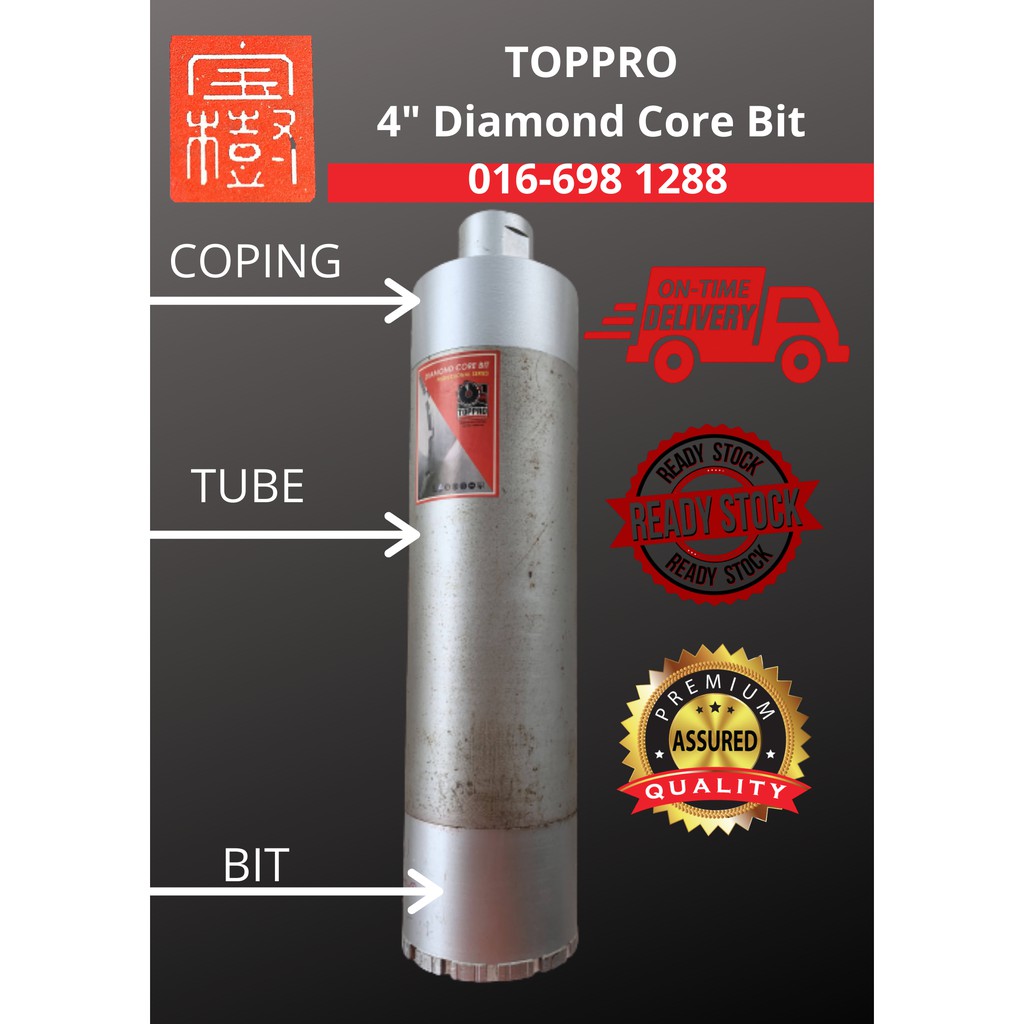 TOPPRO 4" Diamond Core Bit Complete Set/ Coping / Tube / Bit | Shopee Malaysia
