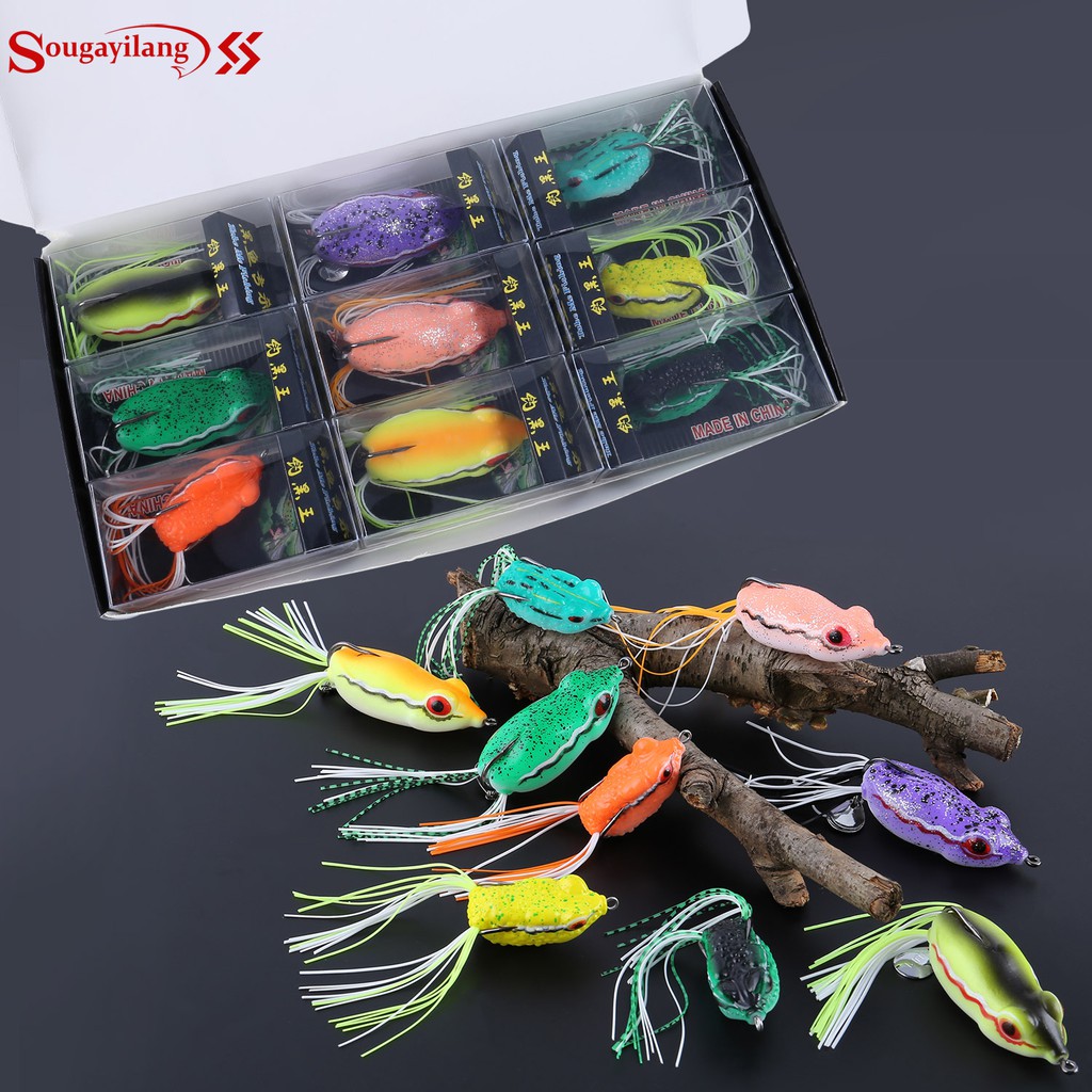 Sougayilang Artificial Soft Fishing Lures Bass Bait Rubber Frog Fishing ...