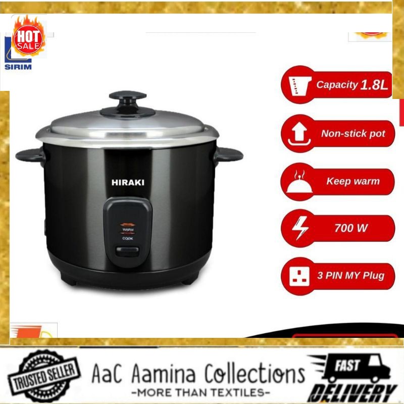 Hiraki Rice Cooker - Black (1.8L) RC18-012B | Shopee Malaysia