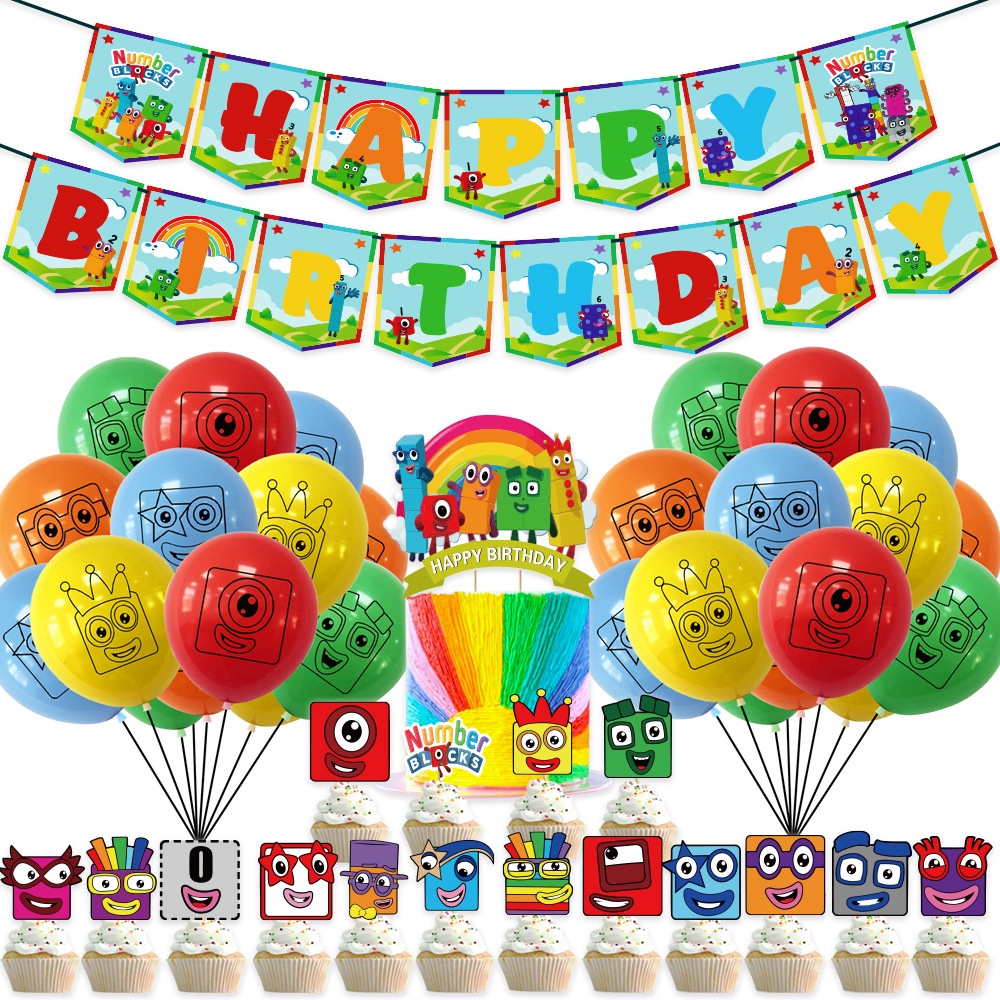 New Style Ready Stock Numberblocks Happy Birthday Party Decorations ...