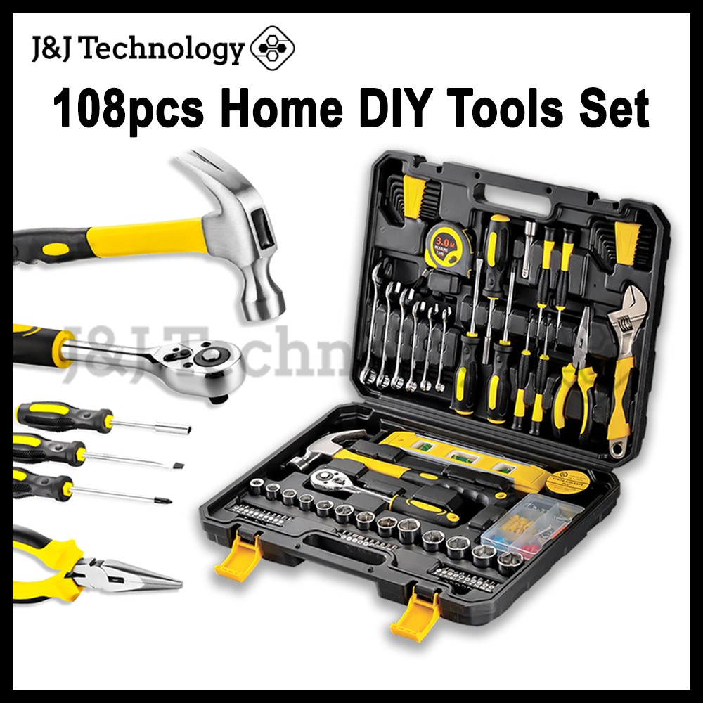 JNJ Technology 108pcs DIY Tool Set Household Hardware Hand Tools ...