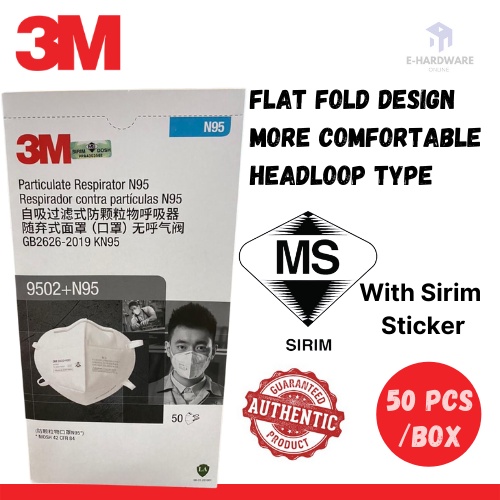 3M N95 9502+ Particulate Respirator / Disposable Face Mask with Flat ...