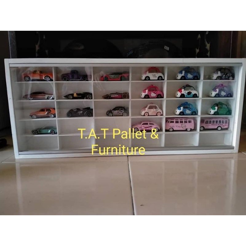 30 SLOT HOT WHEELS DISPLAY RACK WITH ACRYLIC COVER (ALL WHITE) | Shopee ...