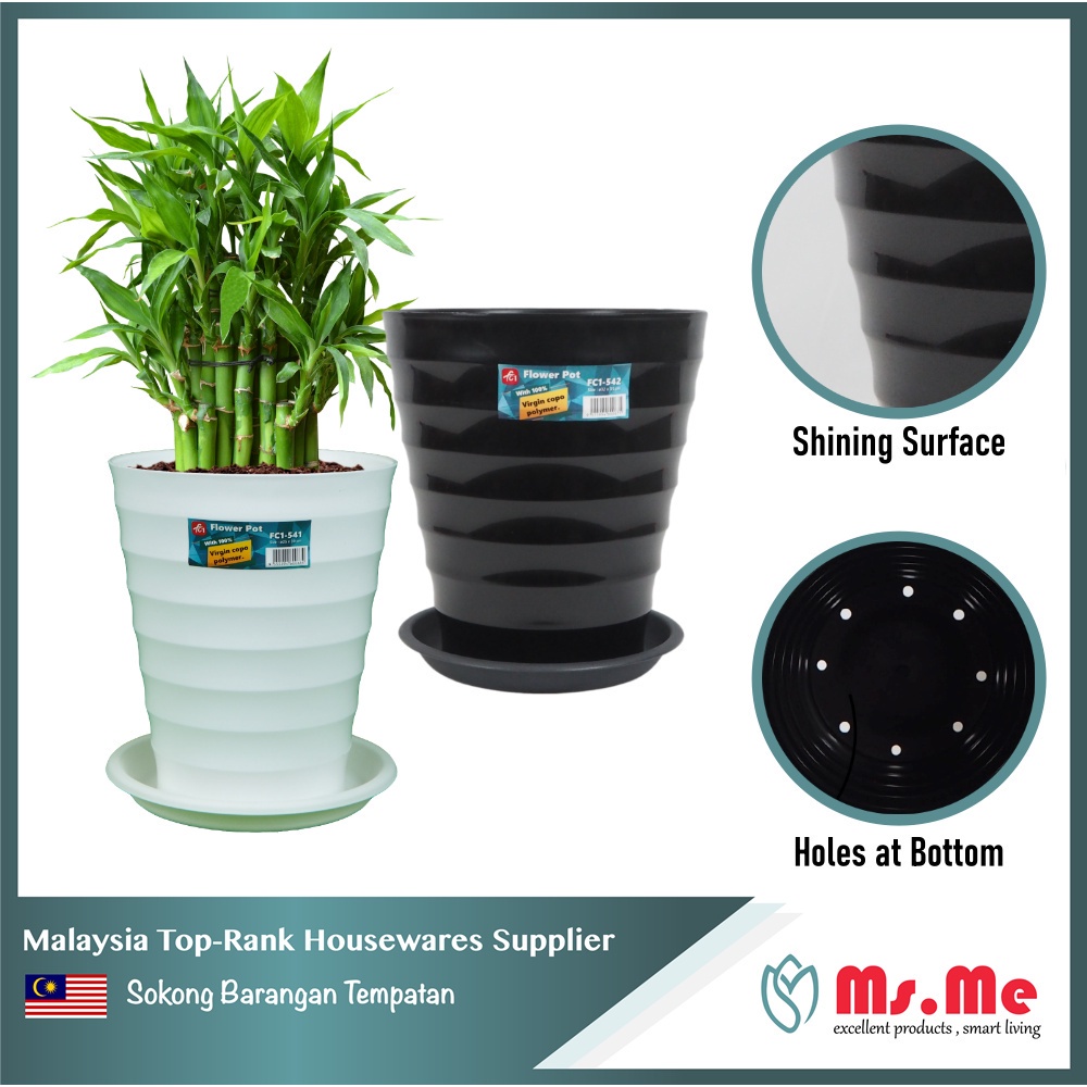 Ms.Me Diameter 25cm Premium Round Flower Pots With Tray Bottom Hollow ...