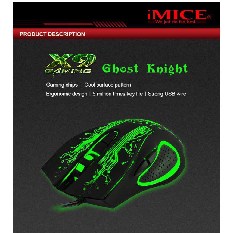 iMICE X9 USB Wired Gaming Mouse 2400DPI 6 Buttons Optical Gaming Mouse ...