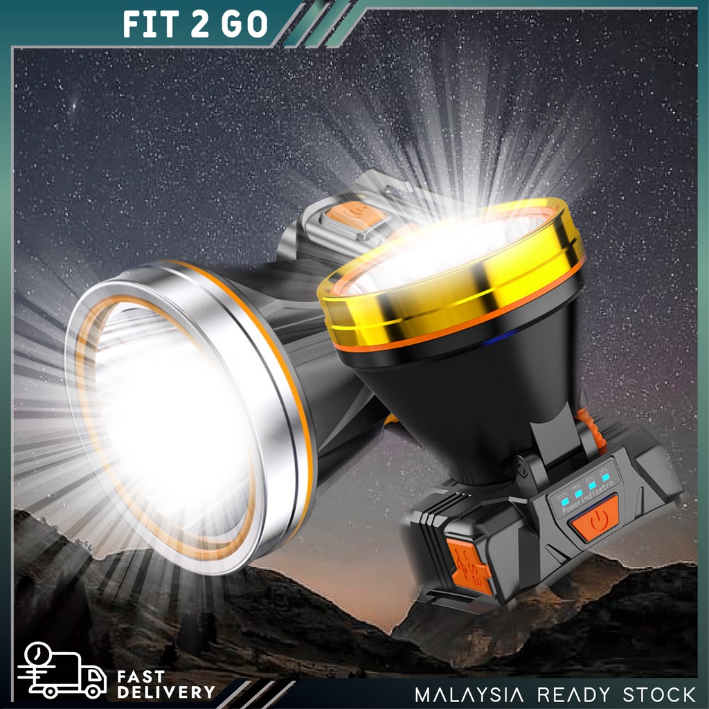 Headlight Strong LED Outdoor Night Bright Head-Mounted Long-Range ...