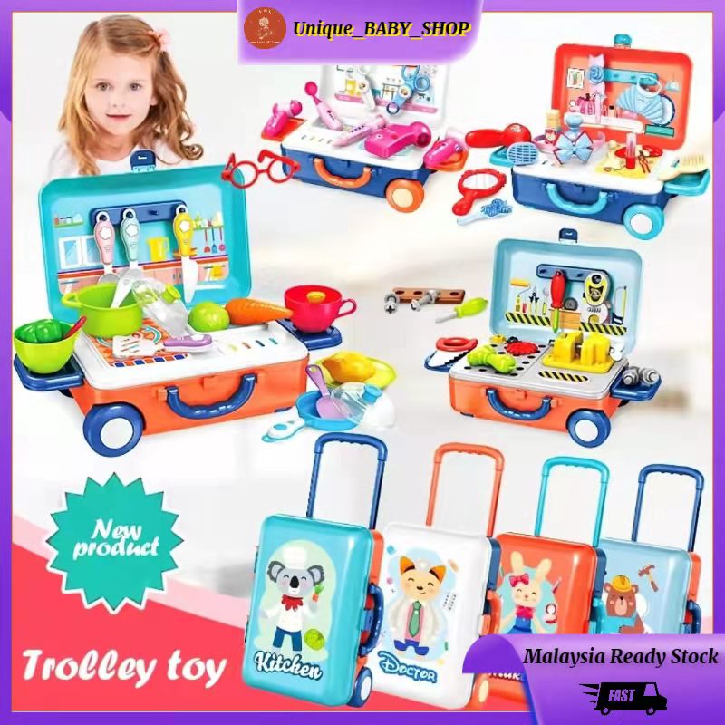 Pretend Play Suitcase Kid Educational Toys Simulation Briefcase Makeup ...