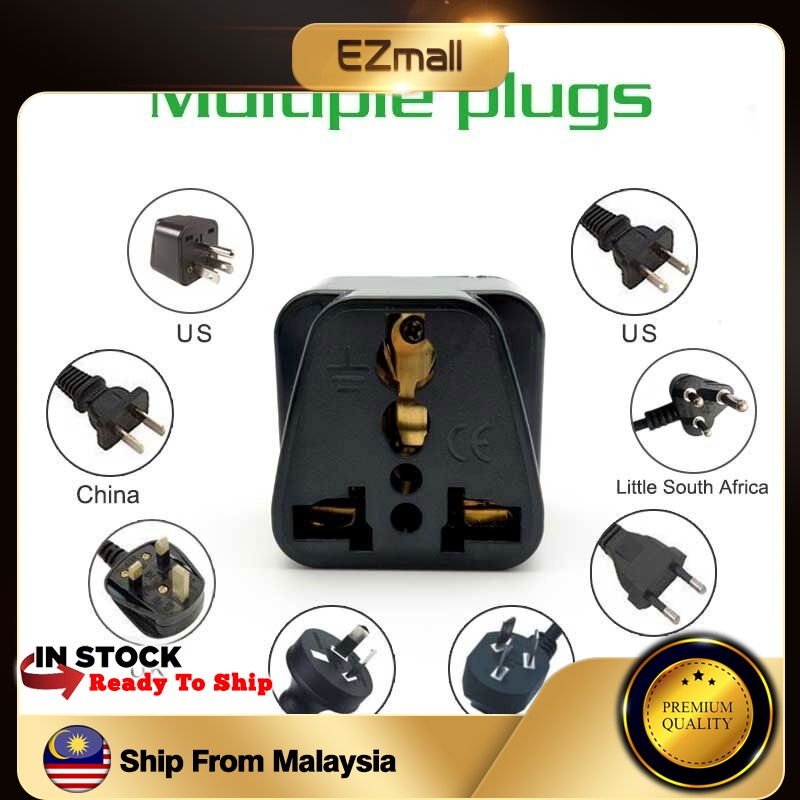 Sunstar Universal Full Copper 3 pin Adaptor Travel Plug for Malaysia UK ...