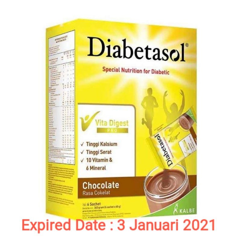 Diabetic Milk Diabetasol Chocolate 360 gr (6 Sachets x 60 gr) | Shopee ...