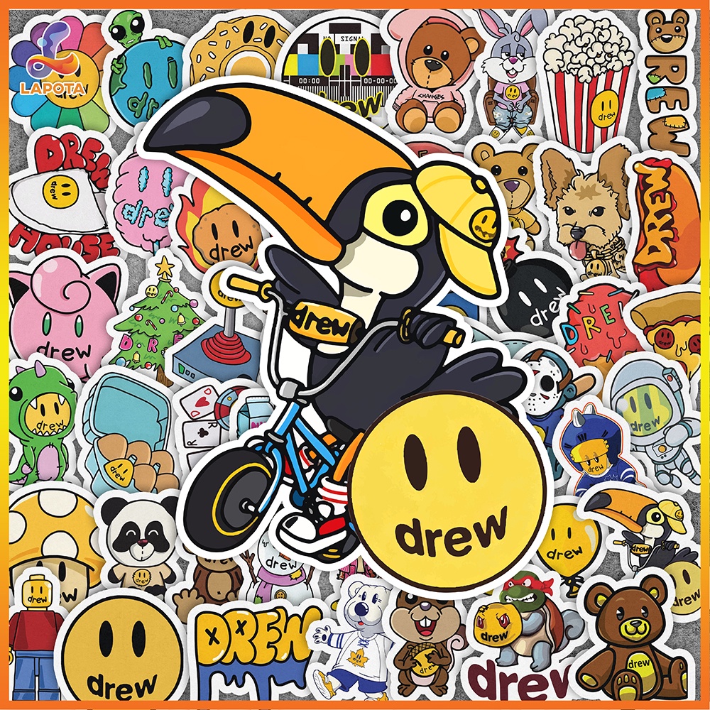 Set of 50 waterproof Drew Stickers, cute Drew House stickers, Drew ...