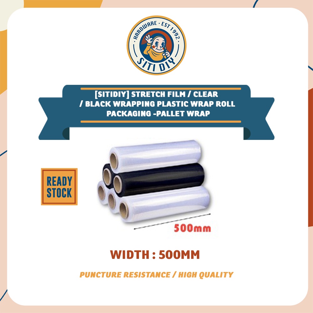 500mm x 2.0kg Stretch Film for Parcel (CLEAR/BLACK) 0.2g Core | Shopee ...
