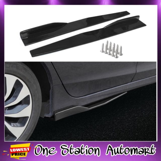 1Pair Car Universal Black Side Skirt Rocker Splitters Winglet Wing ...