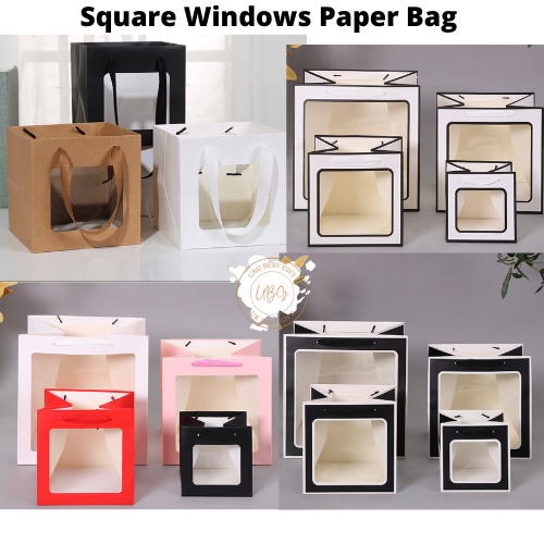 Window Paper Bag/Square Paper Bag/Transparent Bag/Gift Paper Bag with ...