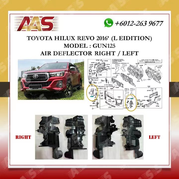 TOYOTA HILUX REVO 2016' (L EDITION) GUN125 AIR REFLECTOR RIGHT / LEFT ...