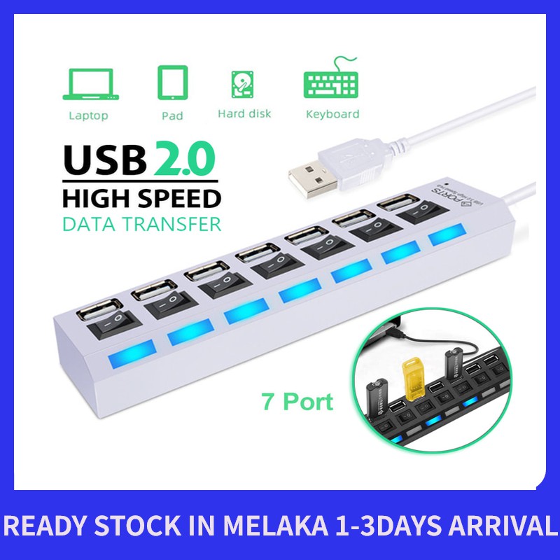 READY STOCK4 /7 Ports USB Hub 2.0 High Speed 480Mbps Hub USB Switch USB ...