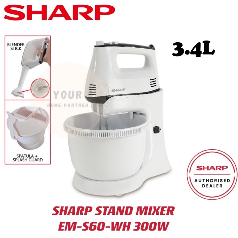 Sharp Stand Mixer EM-S60-WH 300W With 5 Speed Control | Shopee Malaysia