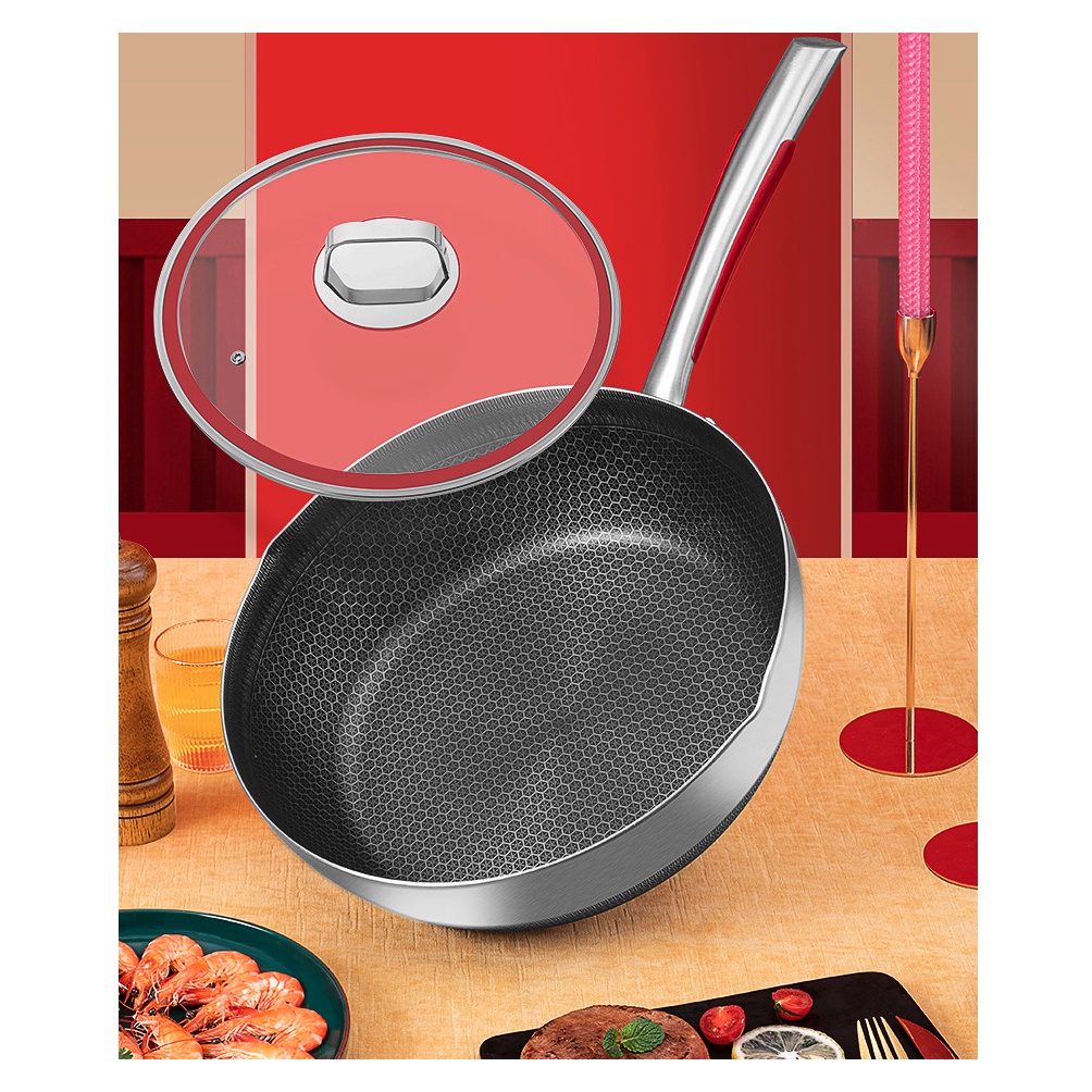 316 Double-sided honeycomb frying pan gas induction cooker pan petty ...