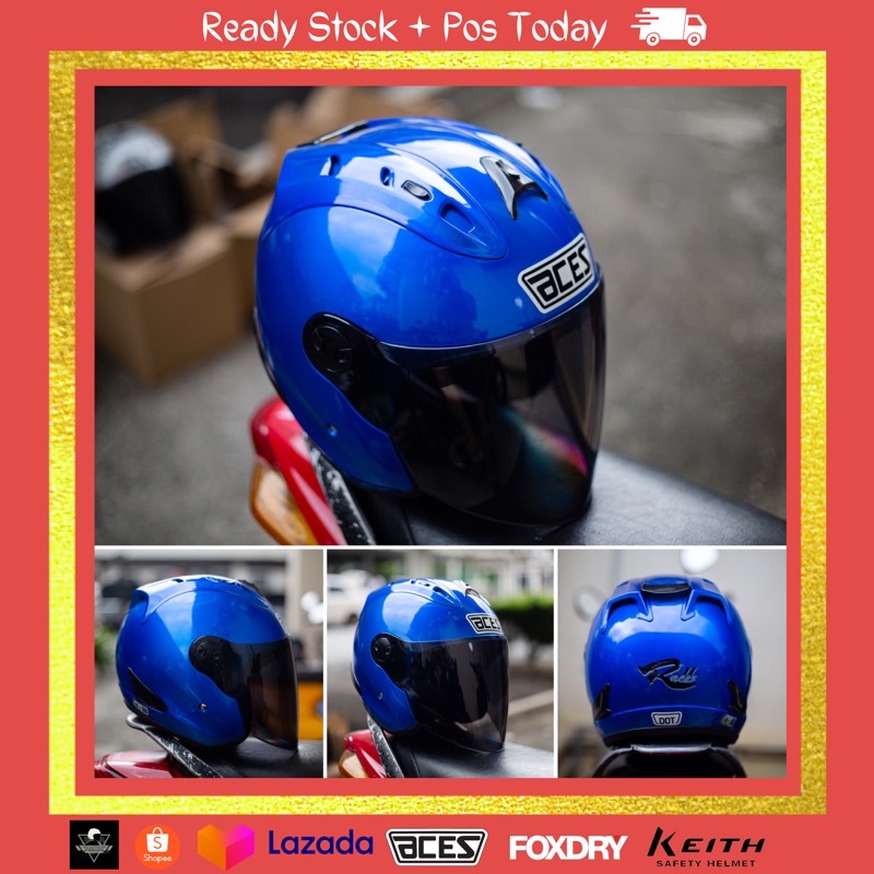 ( Blue / Biru ) V2 Aces Premium R2 Motorcycle Helmet / Topi Keledar ...