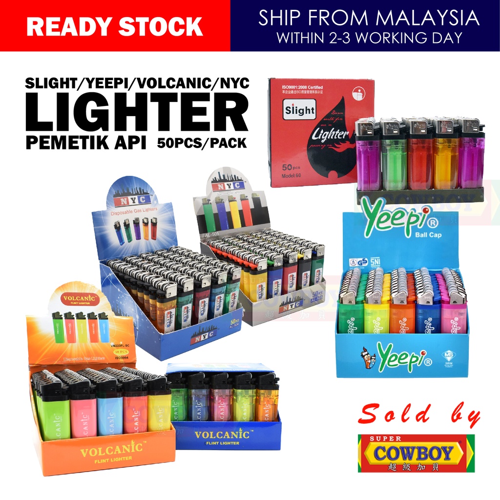 (50pcs) Slight Yeepi Volcanic NCY Disposable Press Button Lighter ...