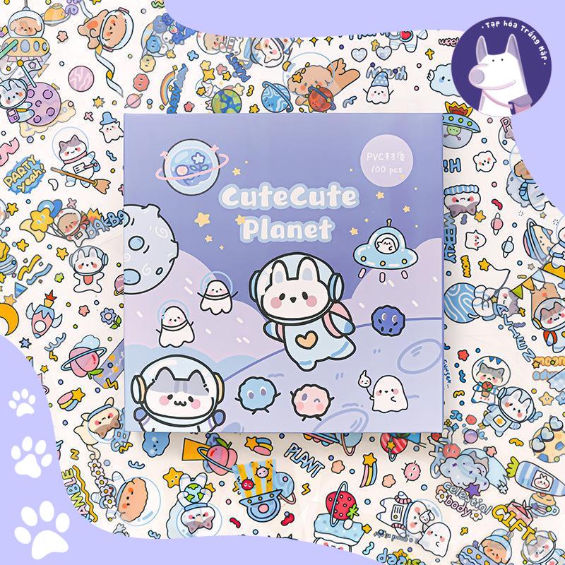 (M10) Set Of 100 CUTE Stickers / Stickers PLANET PVC Material ...