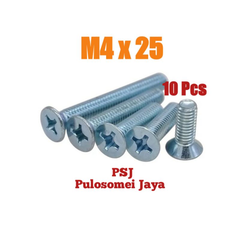Jf Bolts / M4 x 25 / Galvanized Machine Screw (10 Pcs) | Shopee Malaysia