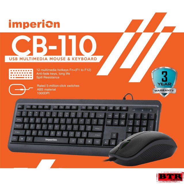 K18 IMPERION CB-110 USB MULTIMEDIA KEYBOARD & MOUSE COMBO - 3 YEARS ...