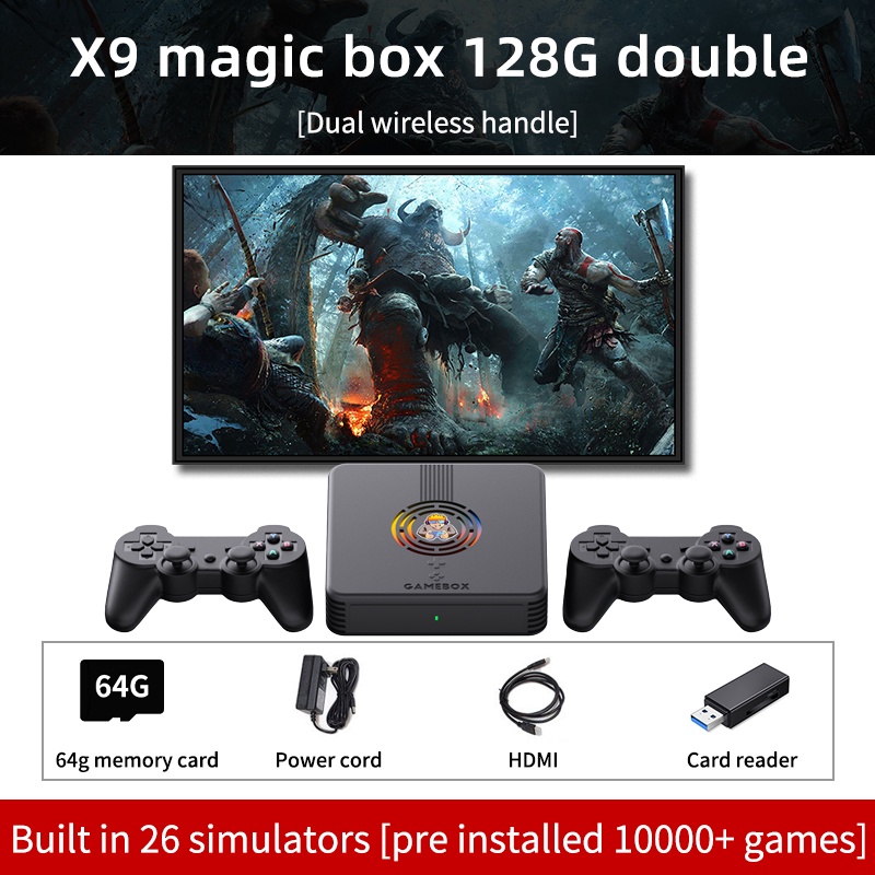 X9 Game Box Video Games Console 4K TV HD Family Retro Game box With 2.4g Wireless Controller PSP ...