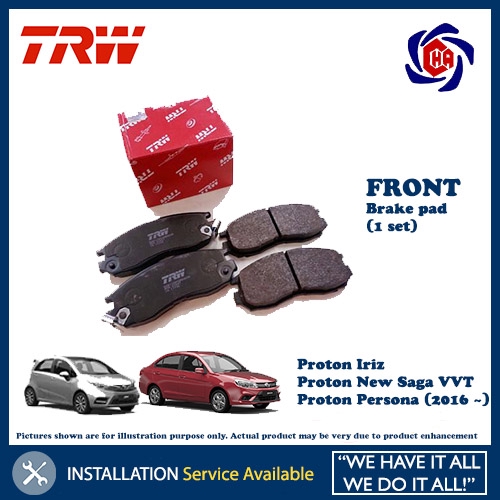 Proton Iriz New Saga VVT Persona (2016 ~ Present) FRONT TRW Brake Pad ...