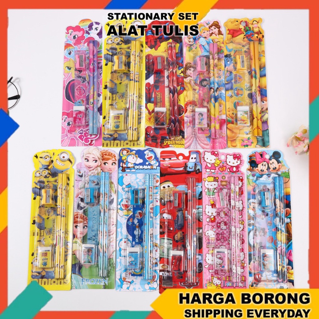 Kids Stationary Set Alat Tulis 5 IN 1 School Student Birthday Present ...