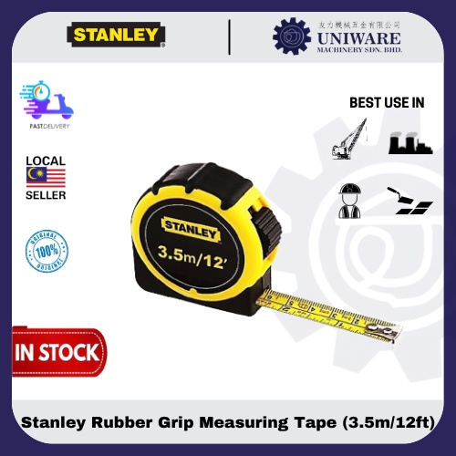 🔥100% ORIGINAL🔥 STANLEY Rubber Grip Measuring Tape (3.5m/12ft) Pita ...