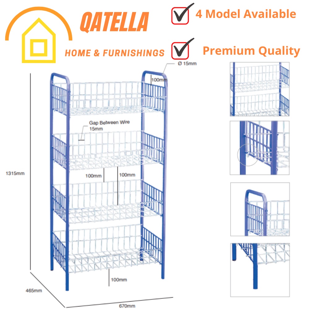 Qatella ARIF 4 tier metal kitchen storage rack dapur rack/5 tier rack ...