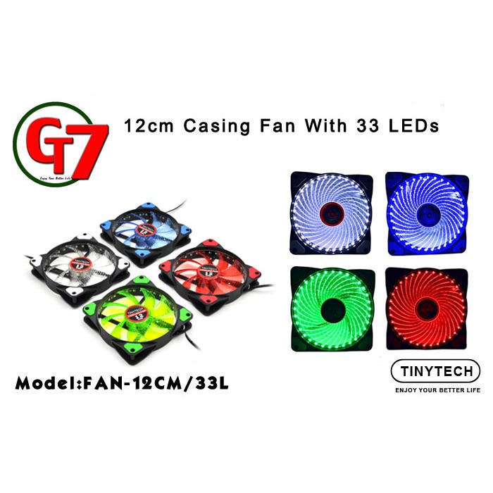 TINYTECH CPU CASING FAN 12CM WITH 33 LED LIGHT (FAN-12CM/33L) | Shopee ...