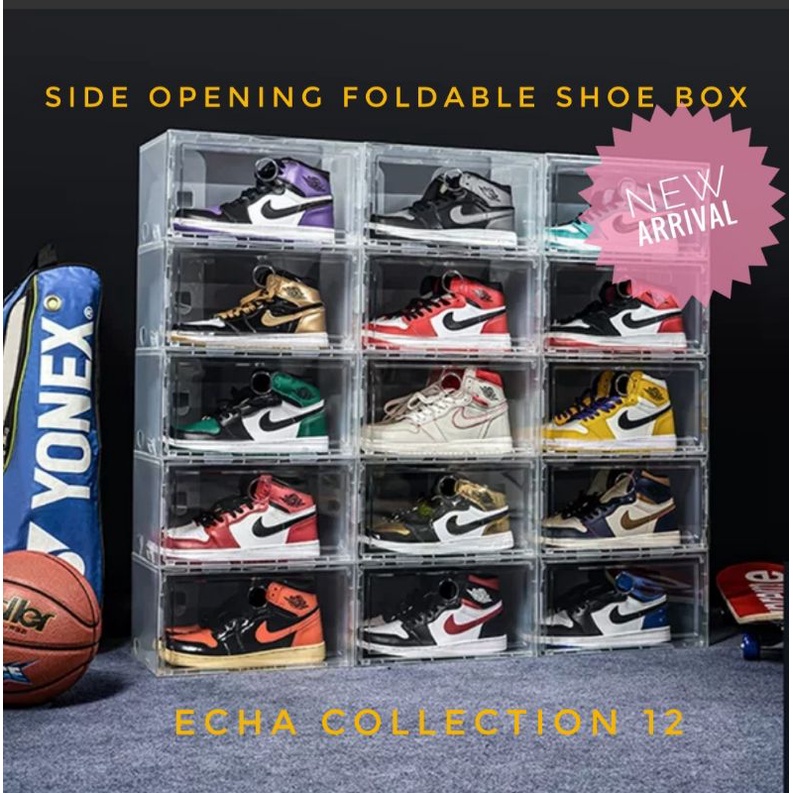 (Side/Front Open)Aj transparent Foldable Stackable Shoe Storage High ...
