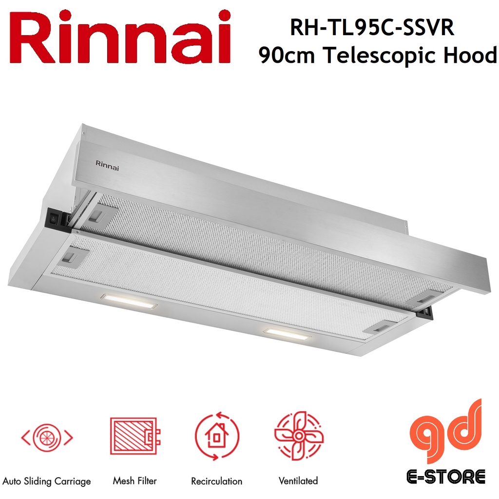 RINNAI RH-TL95C-SSVR 90cm Telescopic Hood Cooker Hood RHTL95CSSVR | Shopee Malaysia