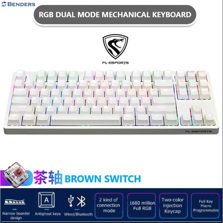 FL-ESPORTS F11 Bluetooth Dual Mode RGB Mechanical Gaming Keyboard 87 ...