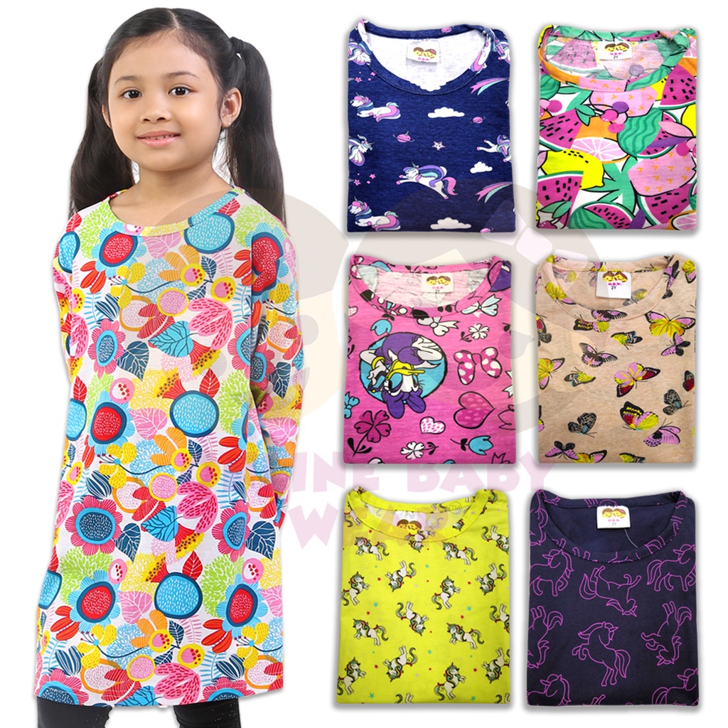 OBW Cartoon Knee Length Dress Random Long Sleeve(3Y-12) - Random ...