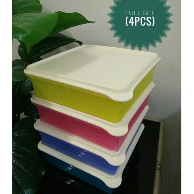 Tupperware B2B Square Snack Stor Full Set (4pcs) | Shopee Malaysia