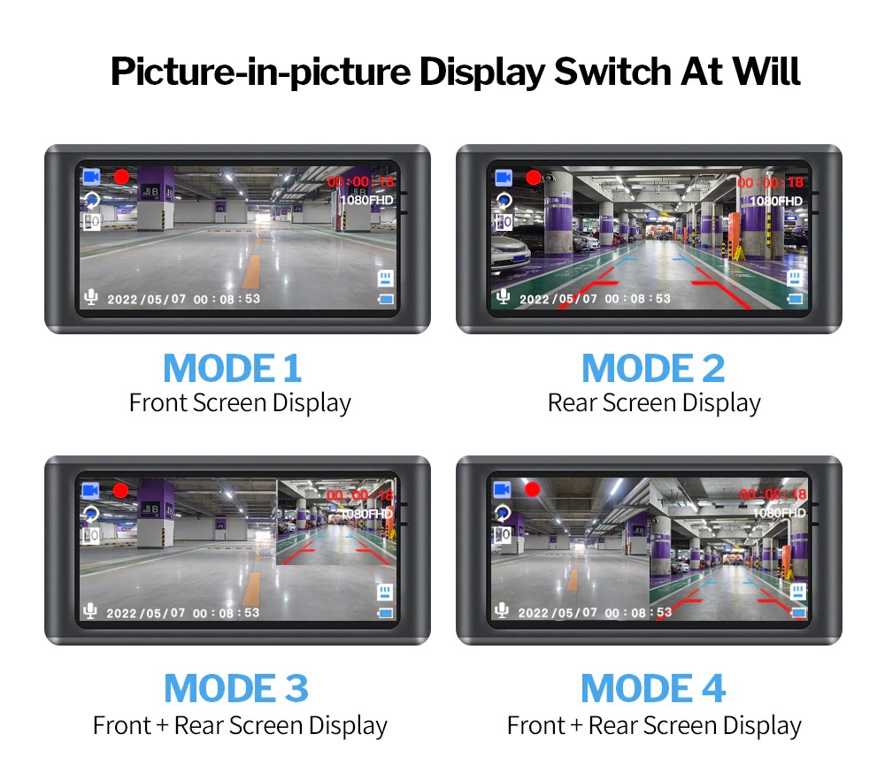 GOQ T711 Wifi Car Camera Recorder (Front and Back) Dual Lens Dashcam Video Cam Night Vision ...