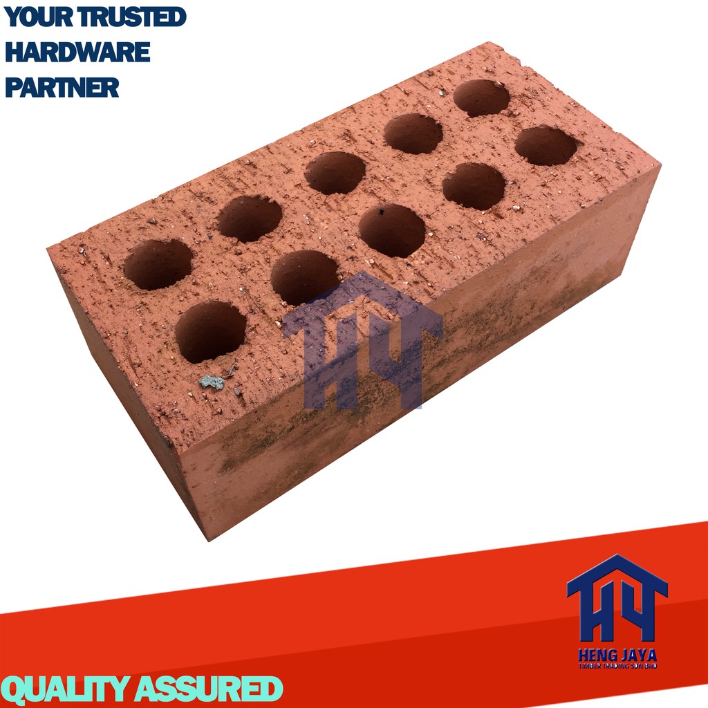 [HS] Facing Clay Bricks 215MM (L) x 100MM (W) x 67MM (H) (RED) 10 holes ...