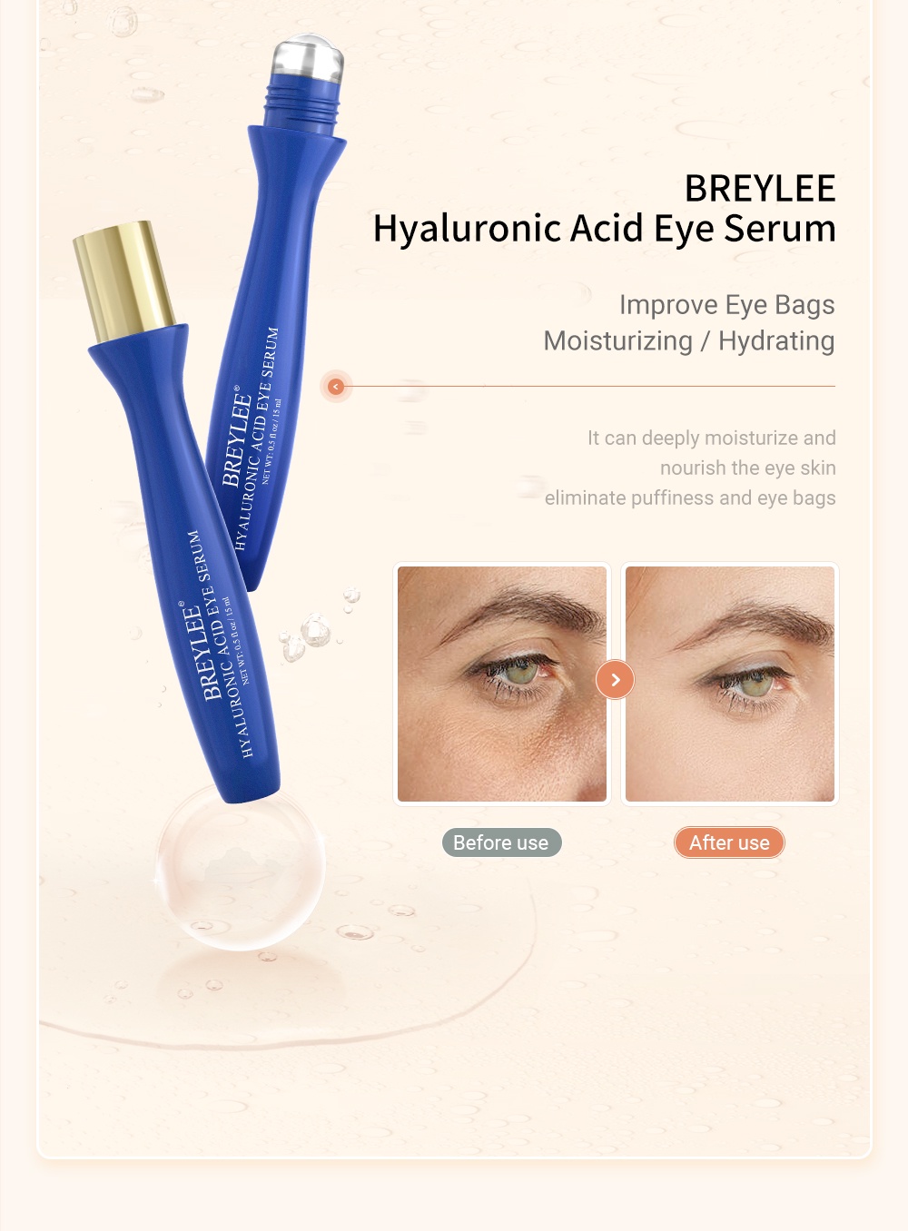 BREYLEE 360° Eye Roller Massager Lifting Eye Cream Anti Aging Eye Serum ...
