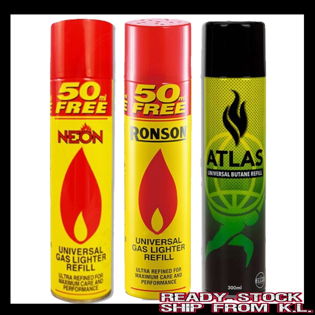 Ronson Neon Atlas Win International Gas Lighter Refill butane gas ...