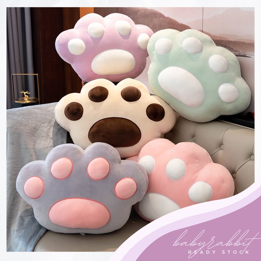2in1 Bear Paw Pillow with Blanket Fluffy Pillow 可爱熊掌毛绒玩具公仔玩偶大号猫爪抱枕女生睡觉布 ...